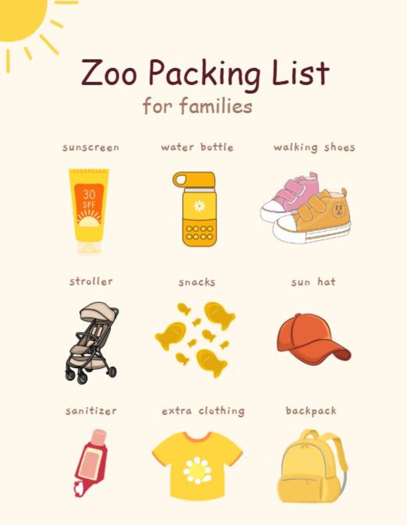 Printable Zoo Packing List for Families - Etsy