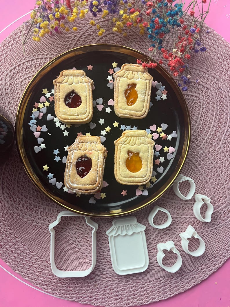 Jar Linzer cookie cutter set, Jam jar cookie cutter, Linzer sandwich ...