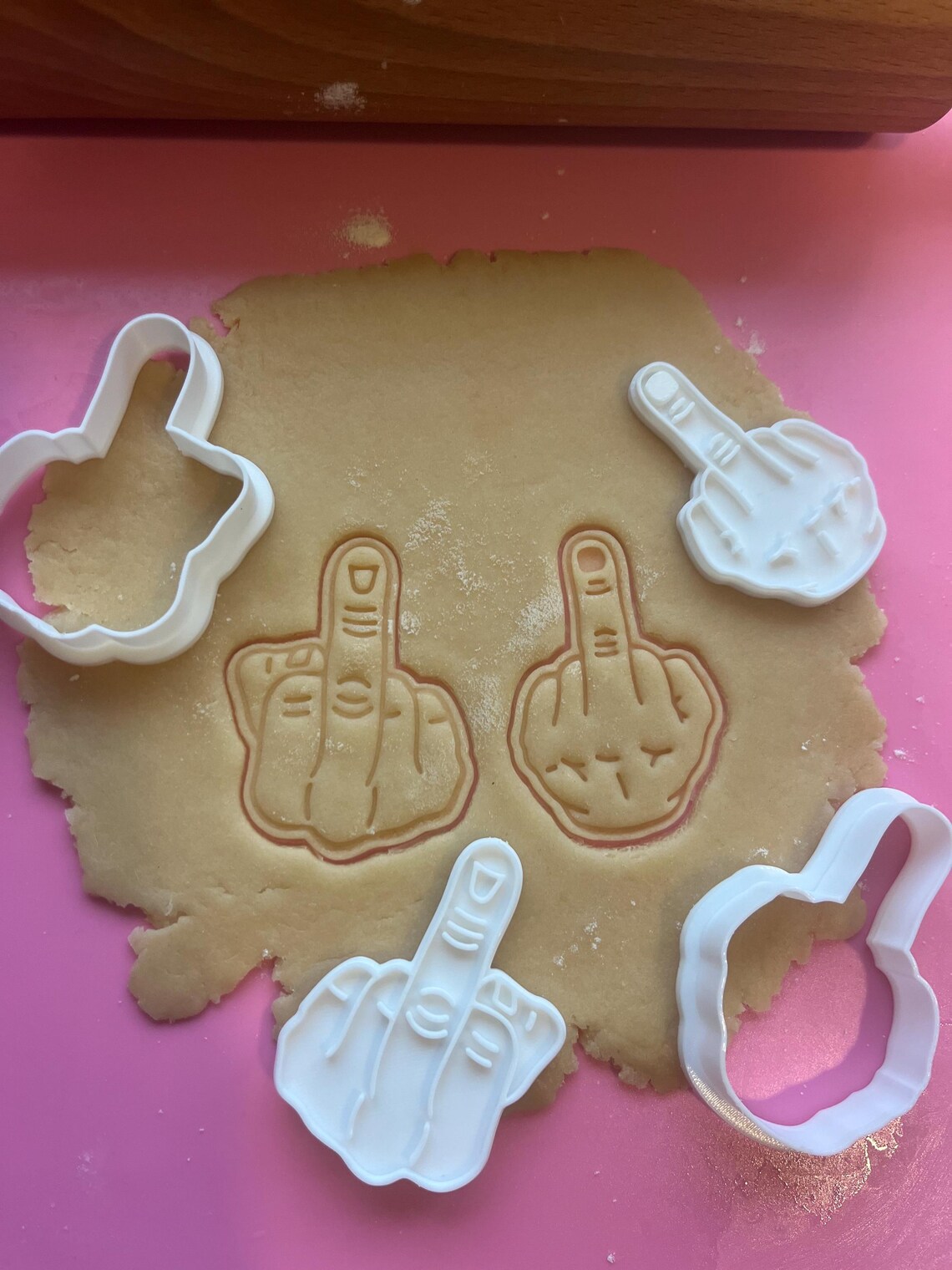 Middle finger cookie cutter and stamp, Funny rude cookie mold, Swear ...
