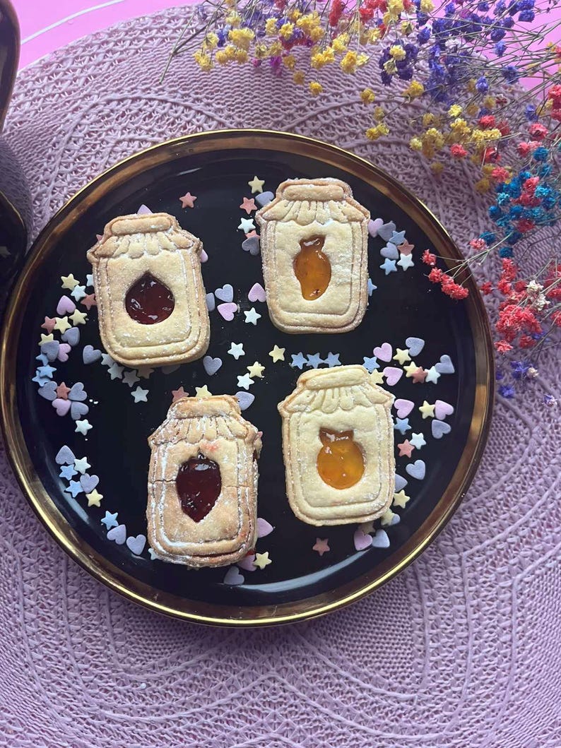 Jar Linzer cookie cutter set, Jam jar cookie cutter, Linzer sandwich ...