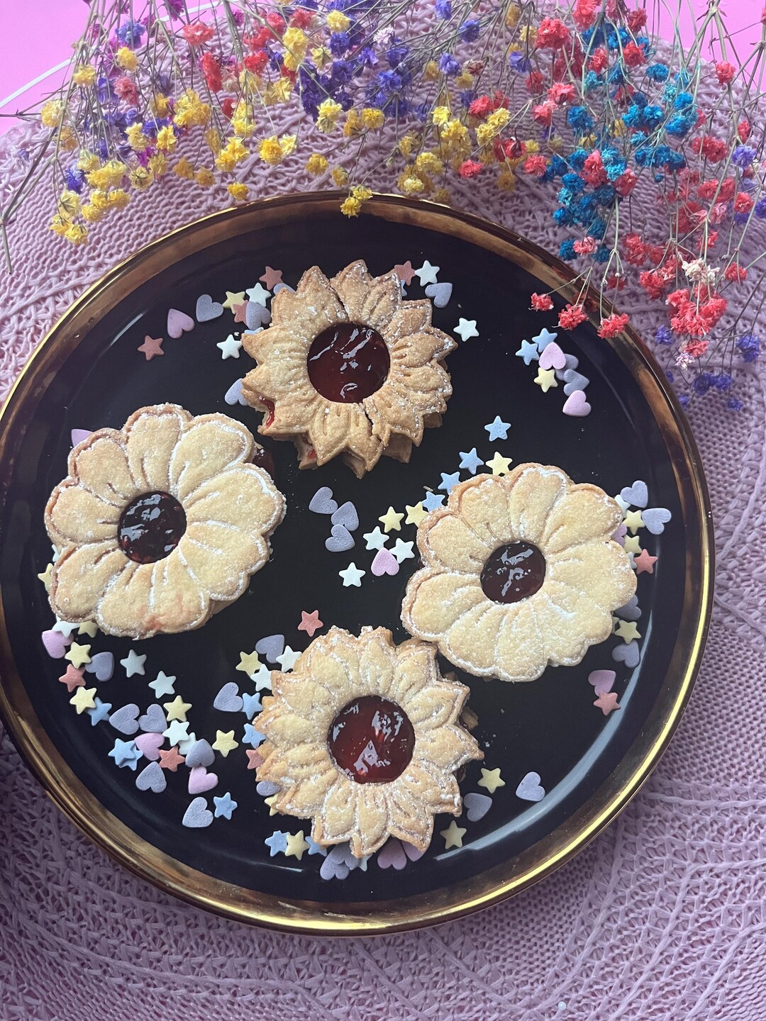 Flower Linzer Cookie Cutter, Floral Sandwich Cookie Cutter, Flower ...