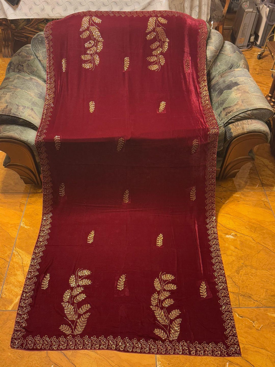 Velvet Embroidered Shawl Maroon Velvet Shawl Wedding Shawl - Etsy