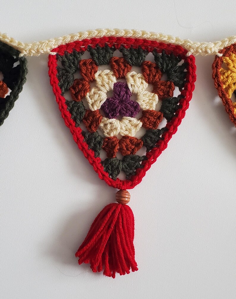 Handmade Crochet Boho Bunting Party Banner Garland for Fall Decorating ...