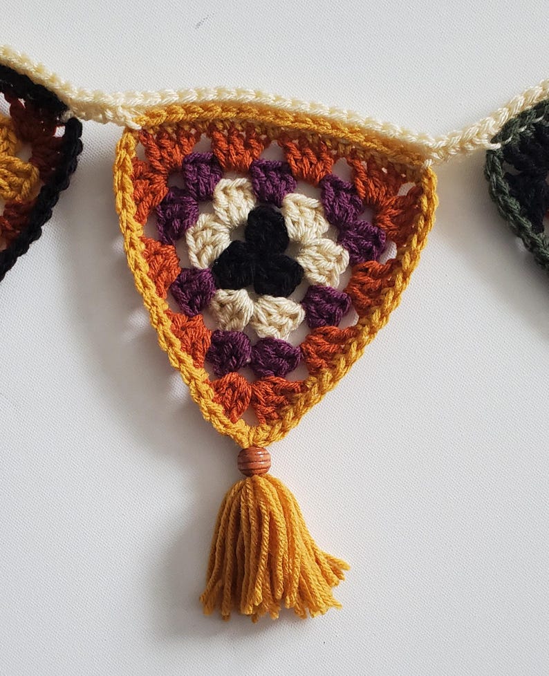 Handmade Crochet Boho Bunting Party Banner Garland for Fall Decorating ...