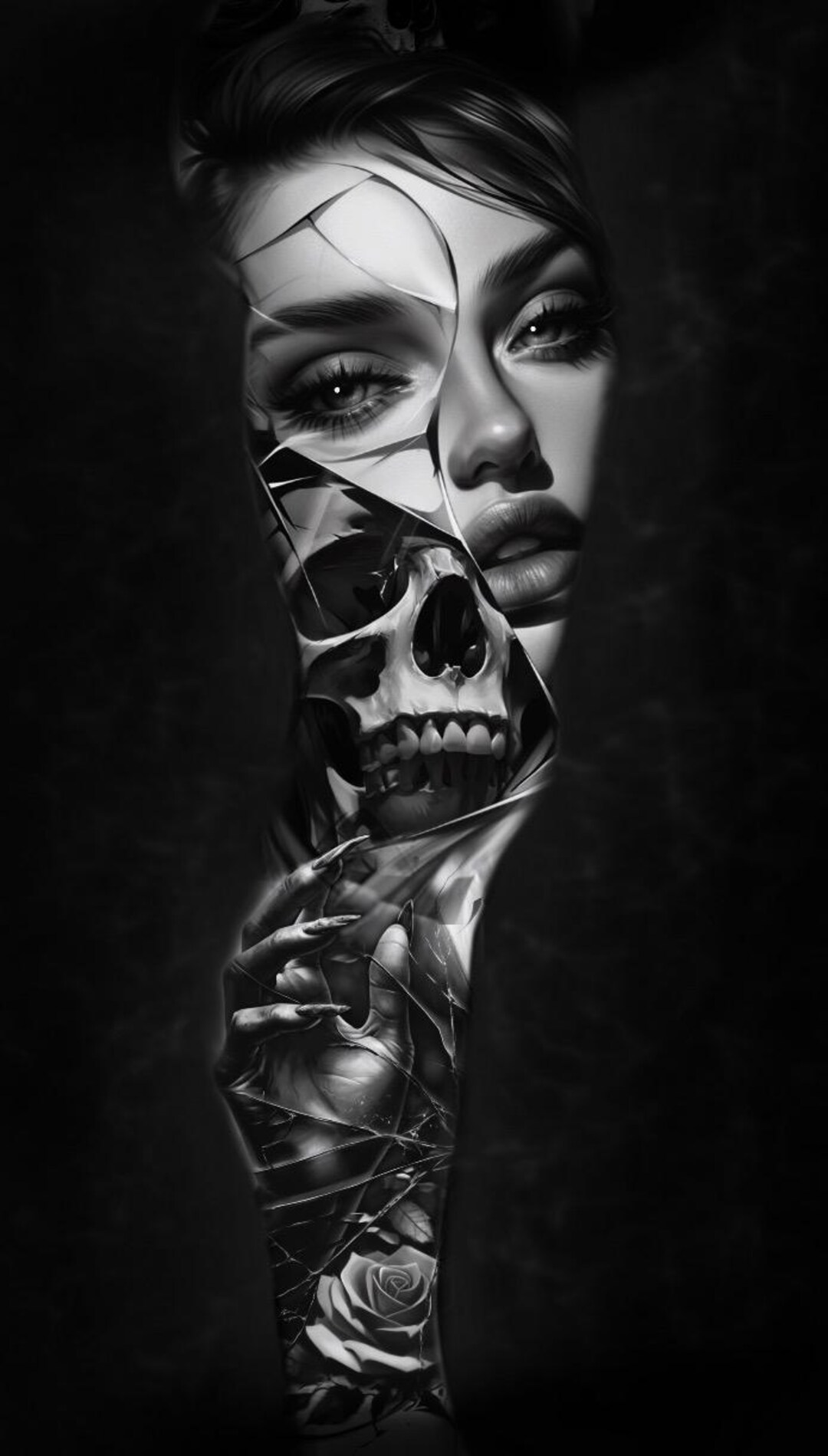 Shattered Reflections – Digital Tattoo Design & Printable Art – Instant ...