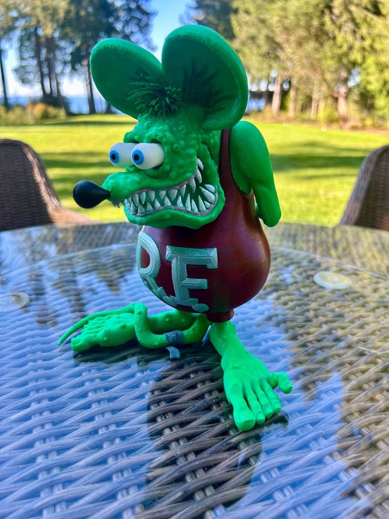 Rat Fink Figurine, Large Hand Painted Rat Fink Collectible, Ed Roth Big ...