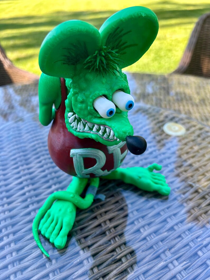 Rat Fink Figurine, Large Hand Painted Rat Fink Collectible, Ed Roth Big ...