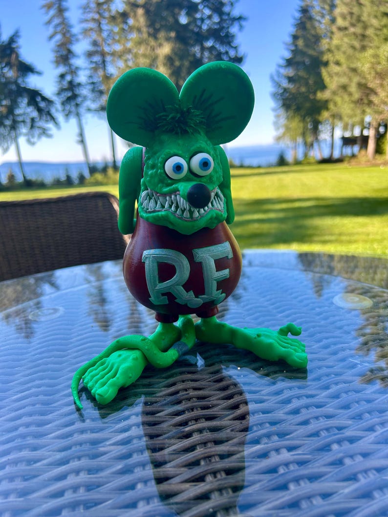 Rat Fink Figurine, Large Hand Painted Rat Fink Collectible, Ed Roth Big ...