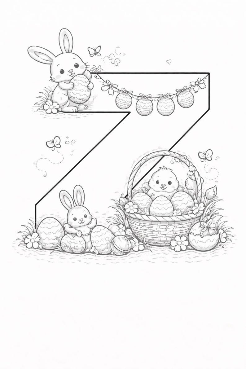 Easter Alphabet Coloring Pages A-Z – Letter Coloring Sheets Printable ...
