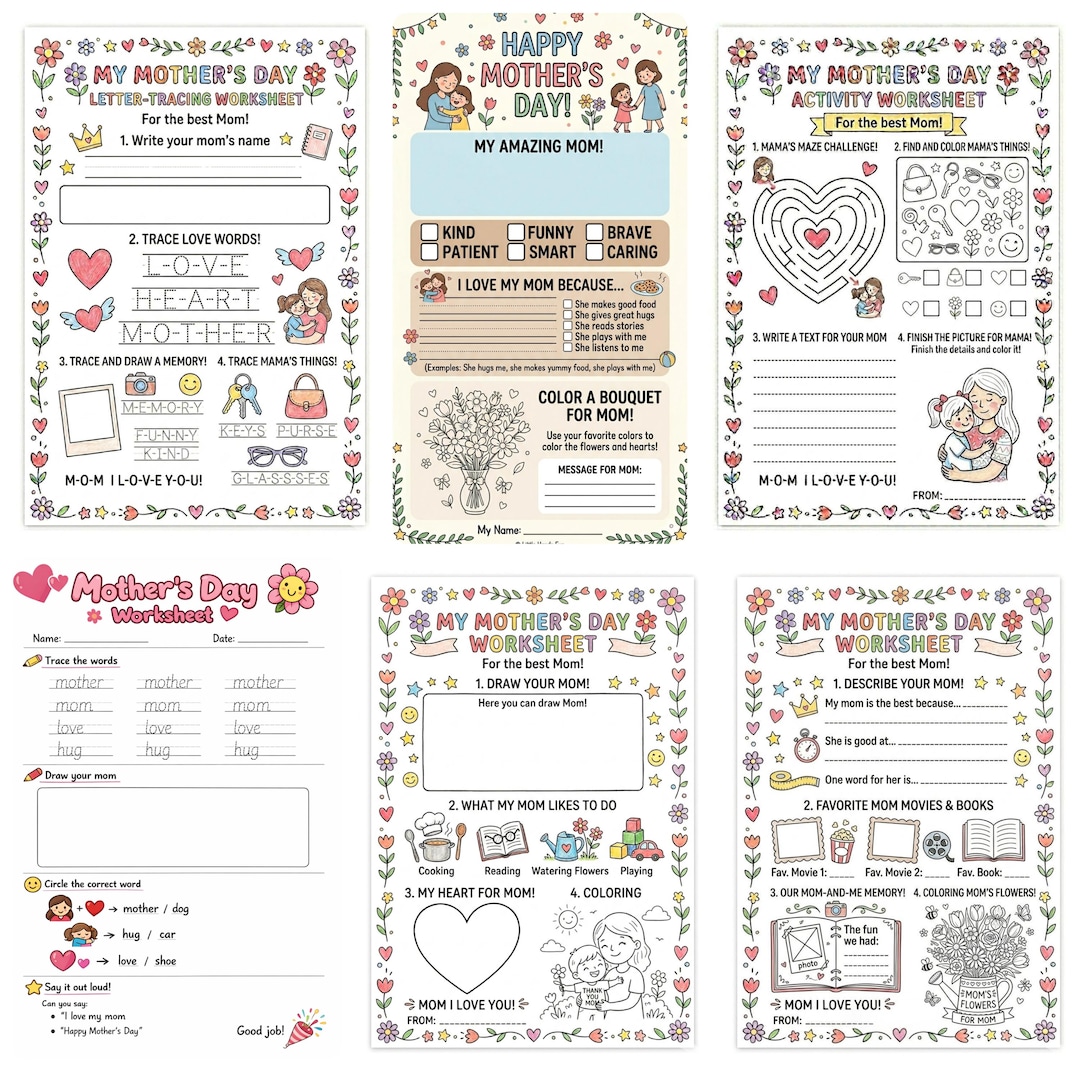 Mother's Day Activity Worksheets for Kids Printable | Preschool ...