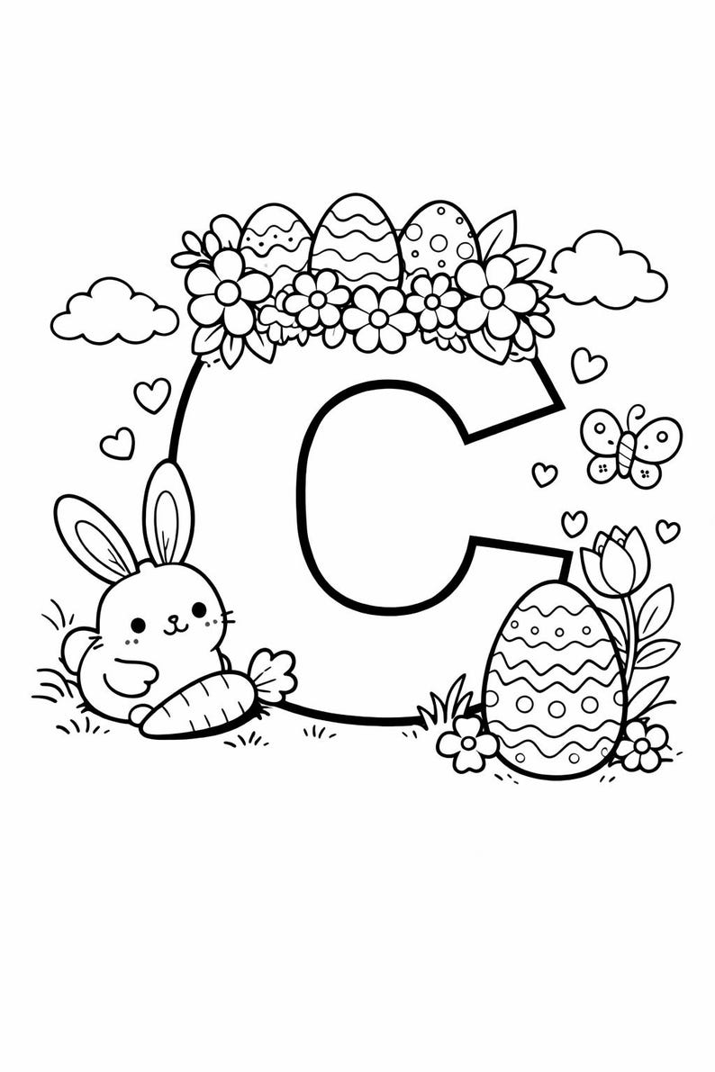 Easter Alphabet Coloring Pages A-Z – Letter Coloring Sheets Printable ...