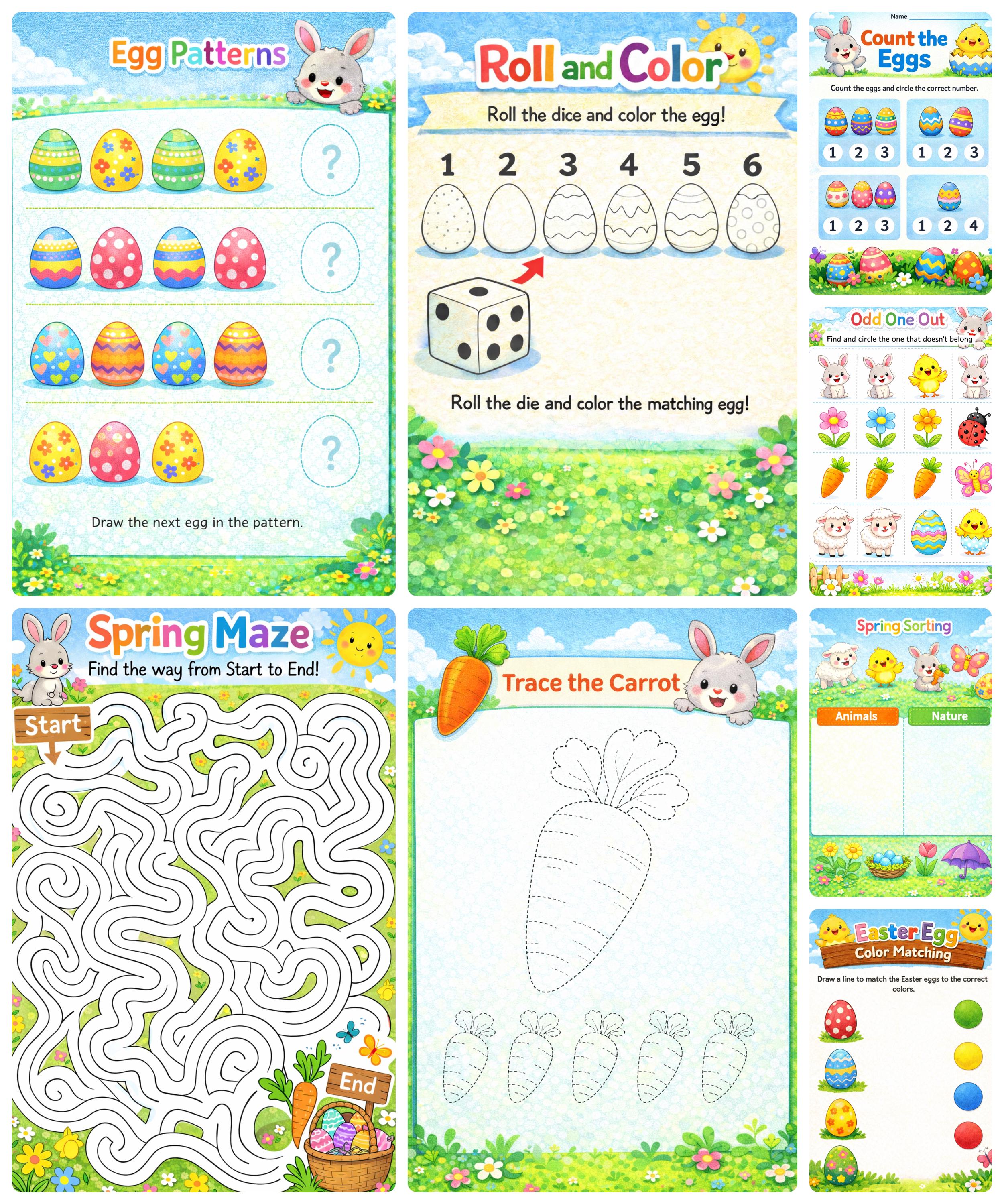 Easter Activity Book for Kids Printable | Easter Worksheets PDF | Maze ...