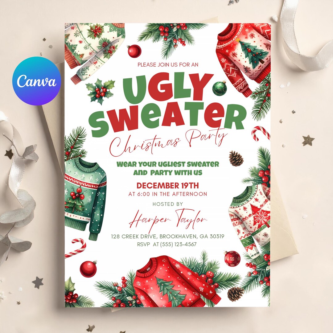 Ugly Sweater Christmas Party Invitation, Ugly Sweater Party Invite ...