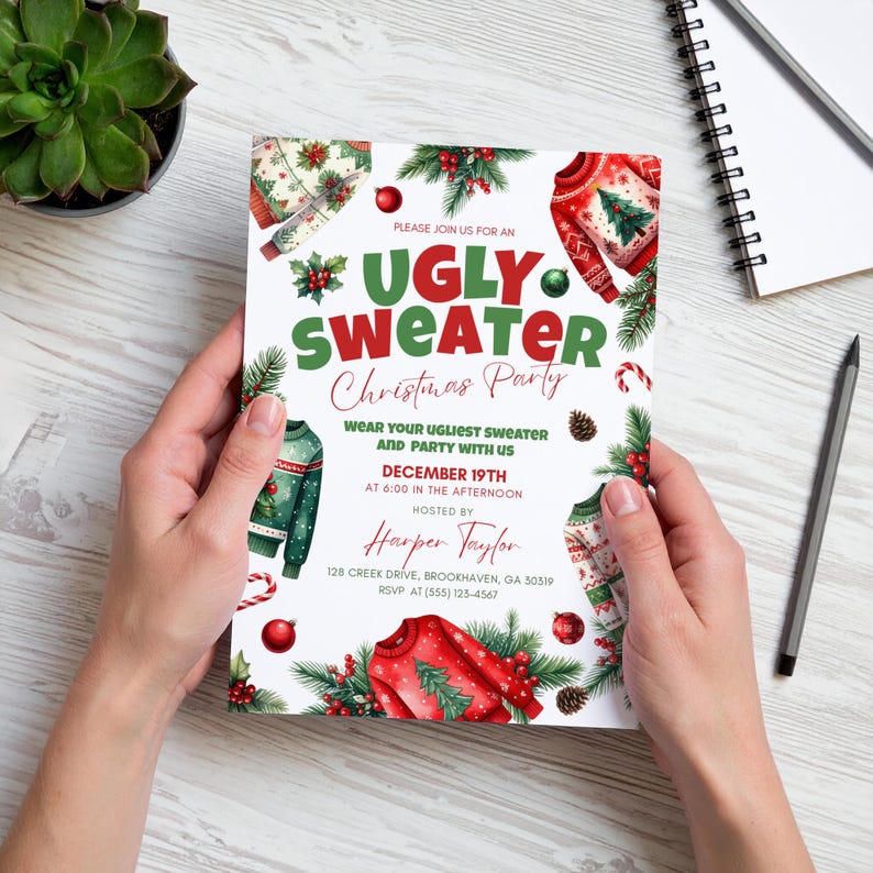 Ugly Sweater Christmas Party Invitation, Ugly Sweater Party Invite ...