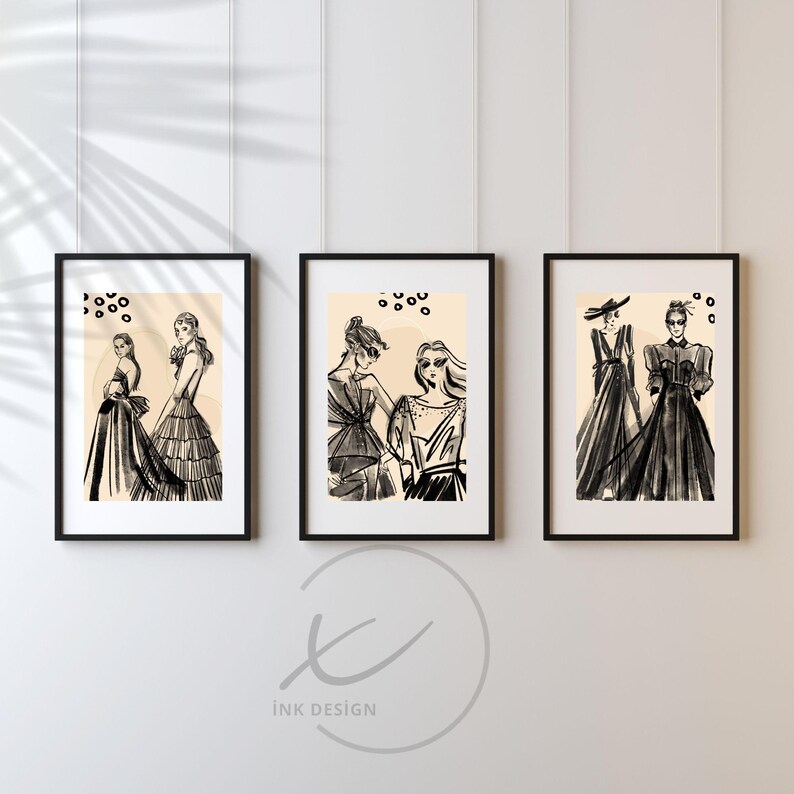 Vogue Lines - Retro Fashion Sketches | Digital Wall Art | Fashion ...