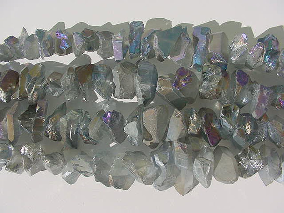 Light Blue With Purple Flash Titanium Quartz Chunky Top Drilled Points ...