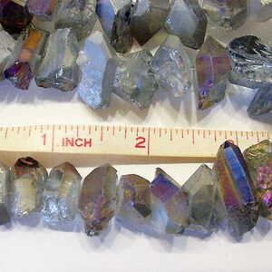 Light Blue With Purple Flash Titanium Quartz Chunky Top Drilled Points ...