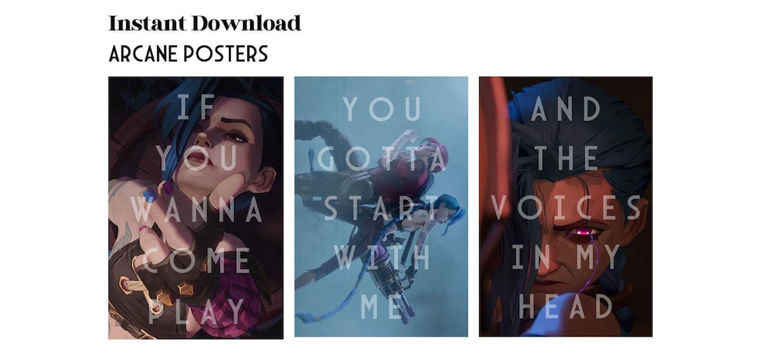 Arcane Poster, Jinx Poster, League of Legends, Arcane Merch, Set of 3 ...