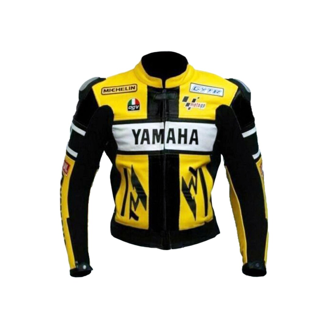 Handmade Yamaha Racing Leather Jacket: Yellow & Black Biker Moto GP - Etsy