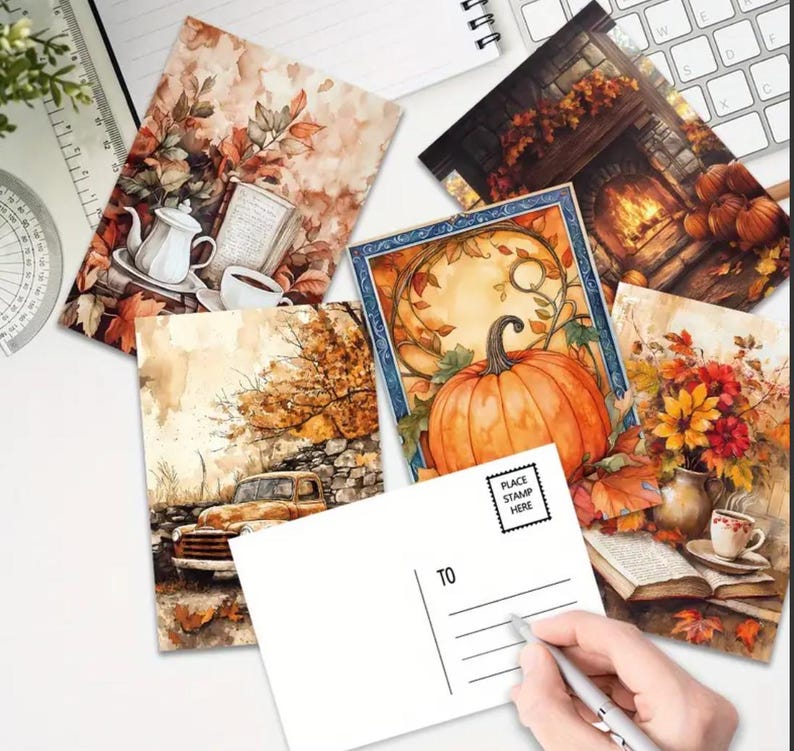 Set of 10 Fall Postcards, Junk Journals, Planners, Cards - Etsy