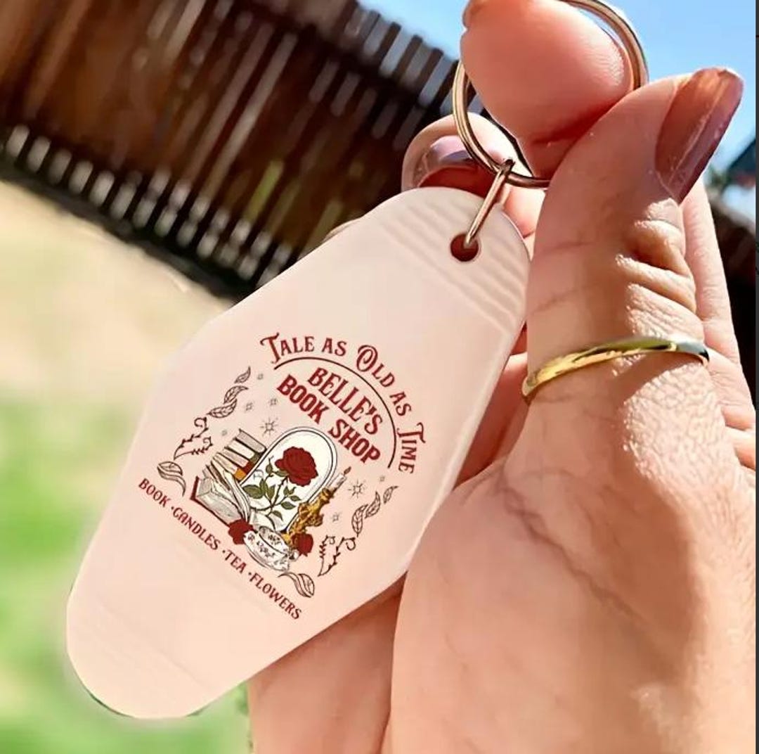 Belle's Book Shop Beauty and the Beast Hotel Key Chain - Etsy