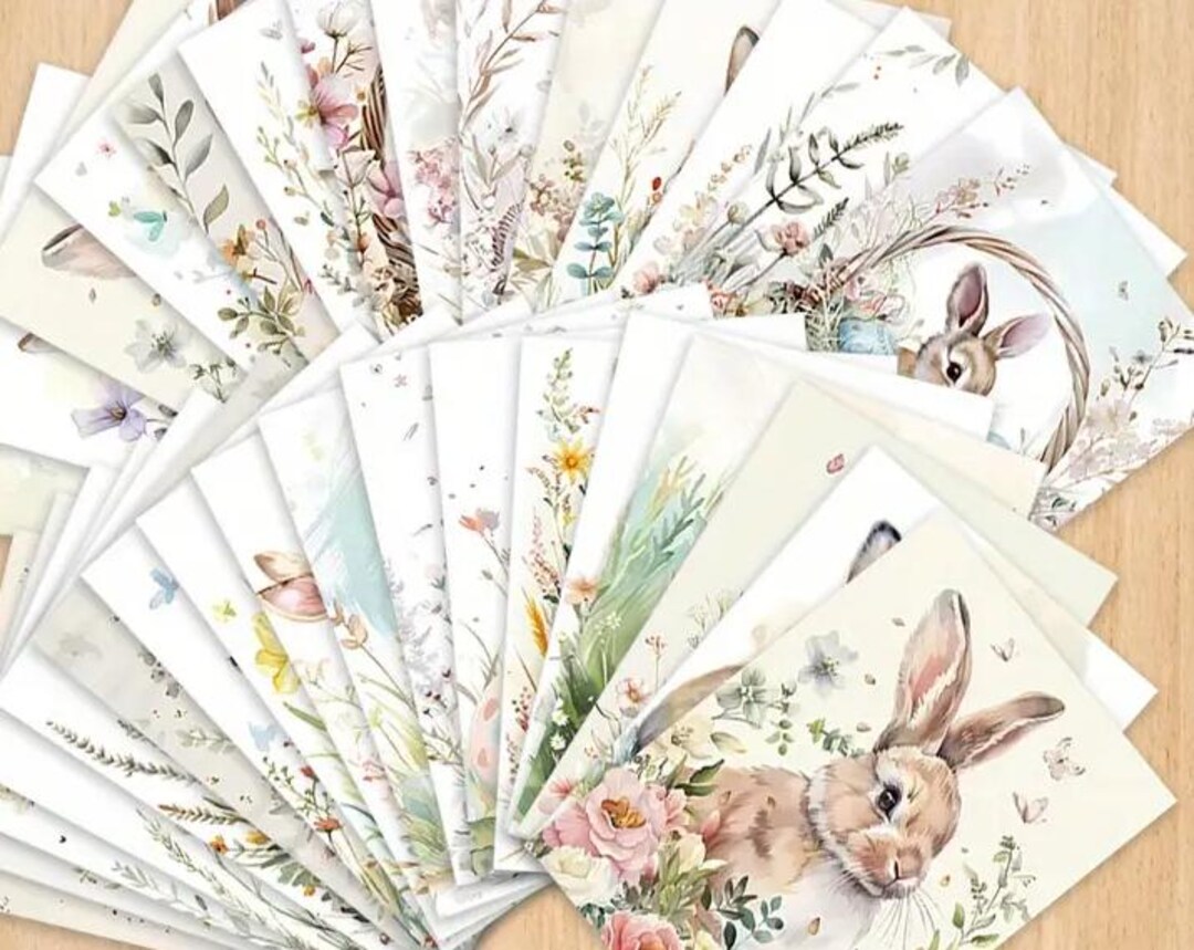 Set of 10 Easter Bunny Post Cards, Junk Journals, Invitations, Planners ...
