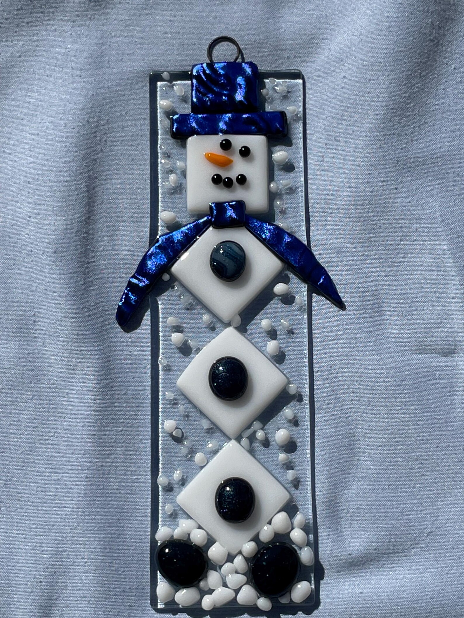 Handmade Glass Snowman Suncatcher: Winter Window Decoration, Christmas ...