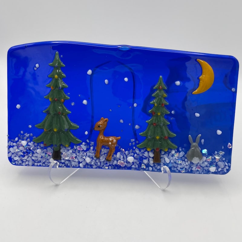 Winter Table Fused Glass - Etsy UK