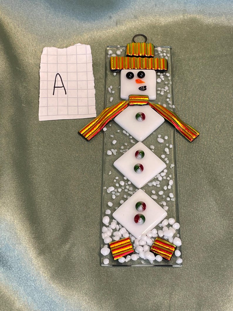 Handmade Glass Snowman Suncatcher: Winter Window Decoration, Christmas ...