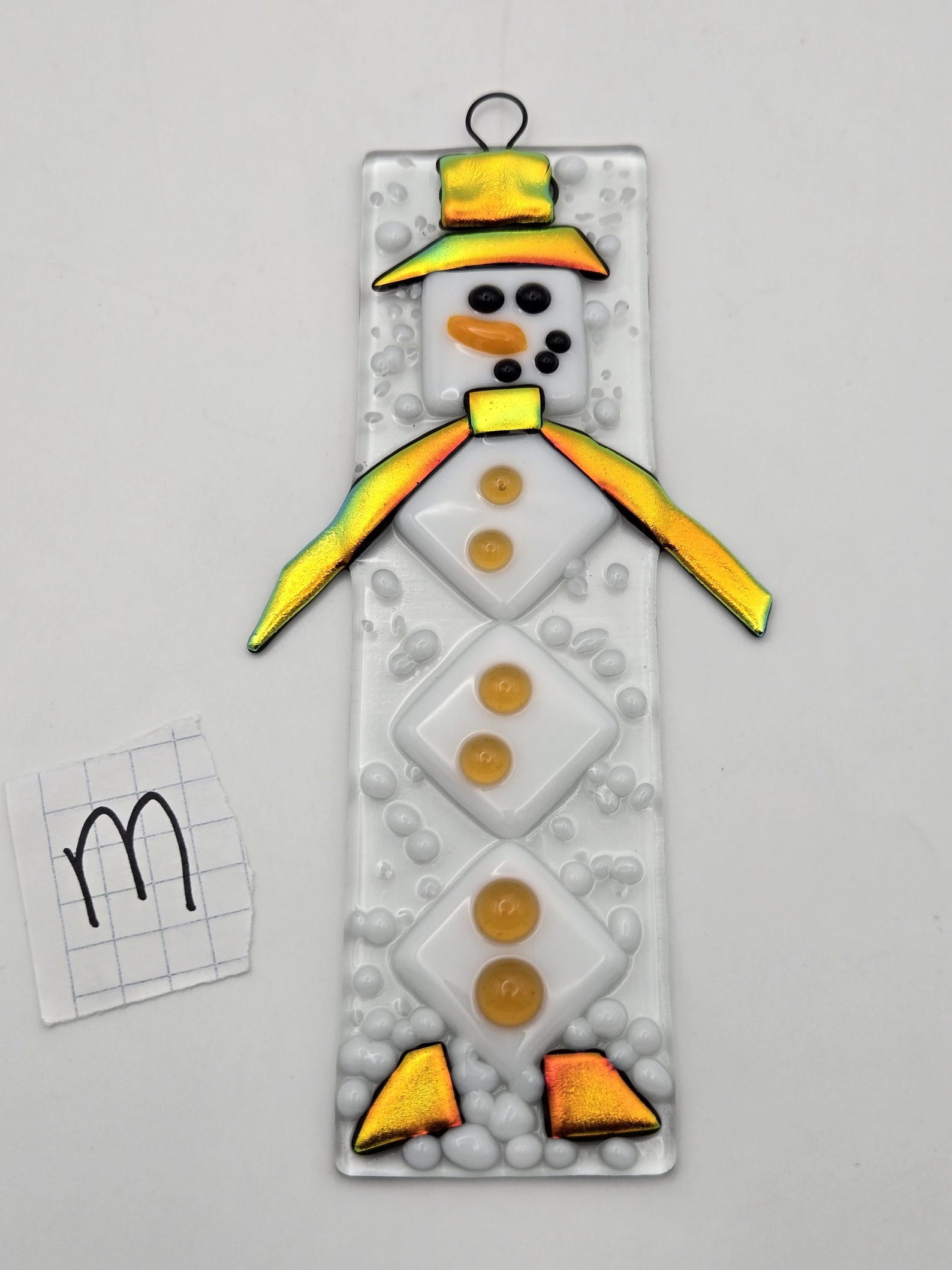 Handmade Glass Snowman Suncatcher: Winter Window Decoration, Christmas ...