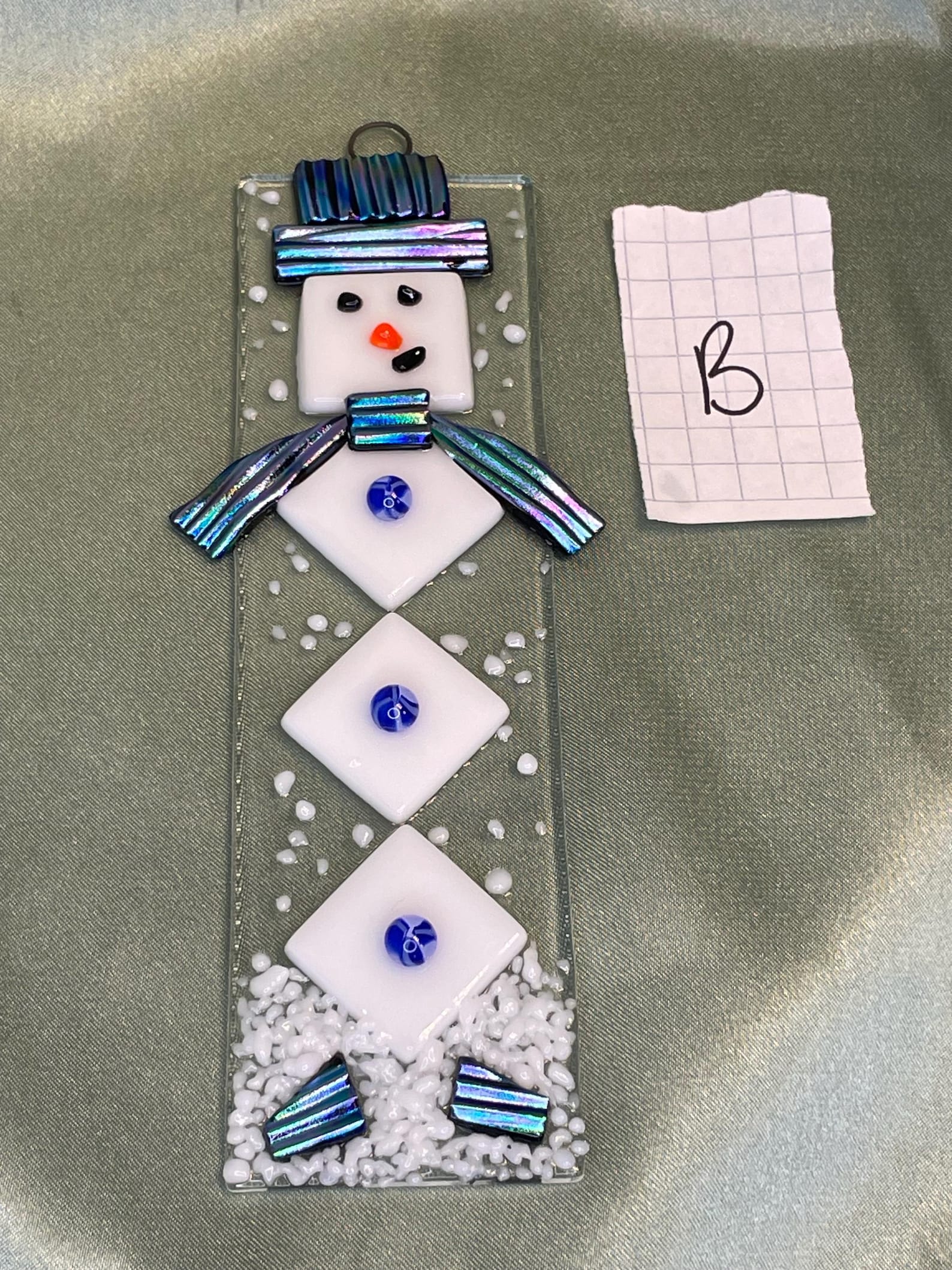 Handmade Glass Snowman Suncatcher: Winter Window Decoration, Christmas ...