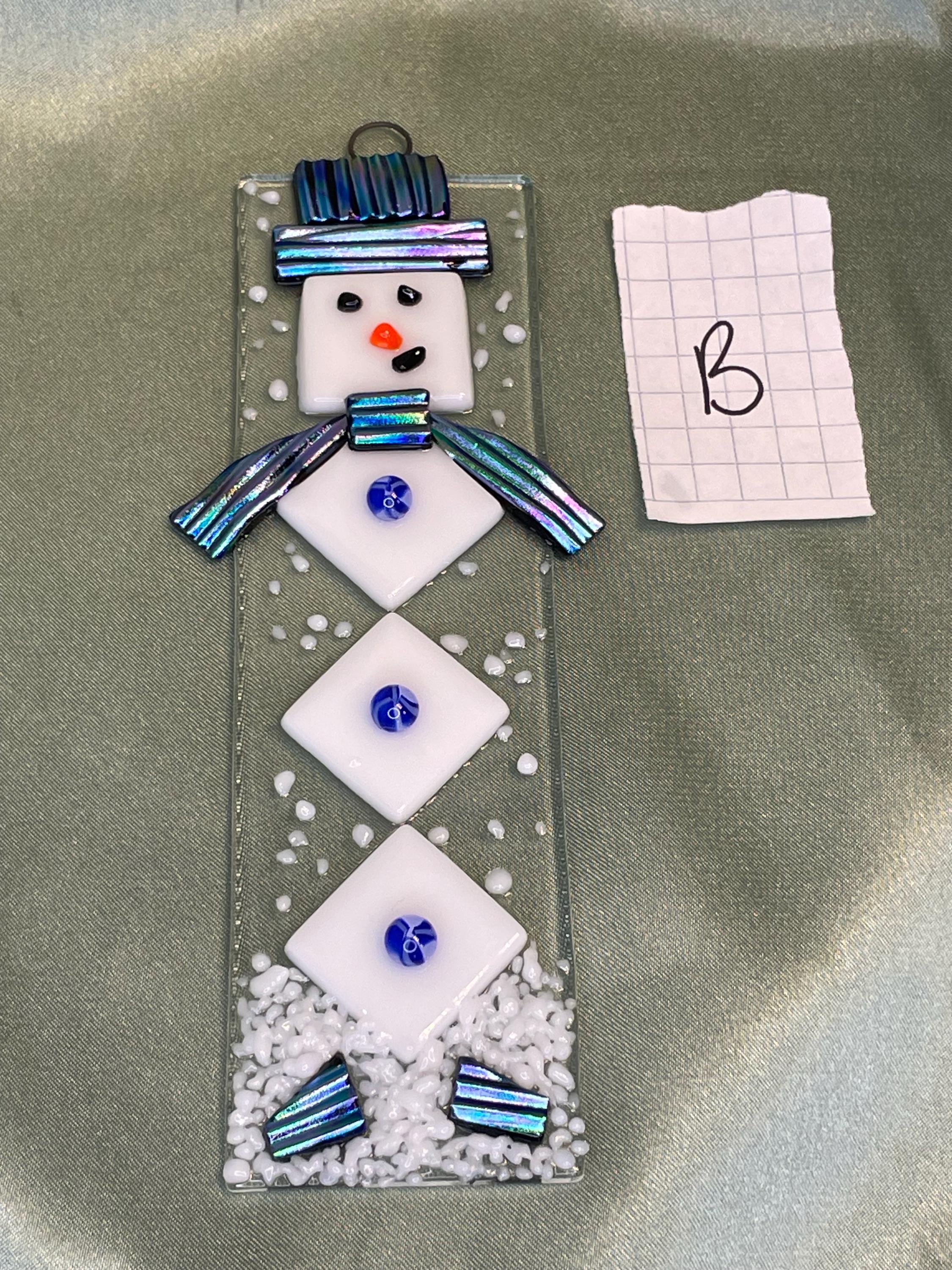 Handmade Glass Snowman Suncatcher: Winter Window Decoration, Christmas ...