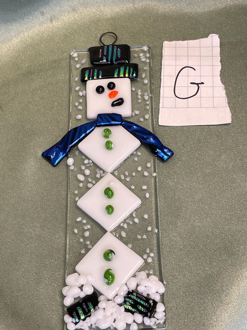 Handmade Glass Snowman Suncatcher: Winter Window Decoration, Christmas ...
