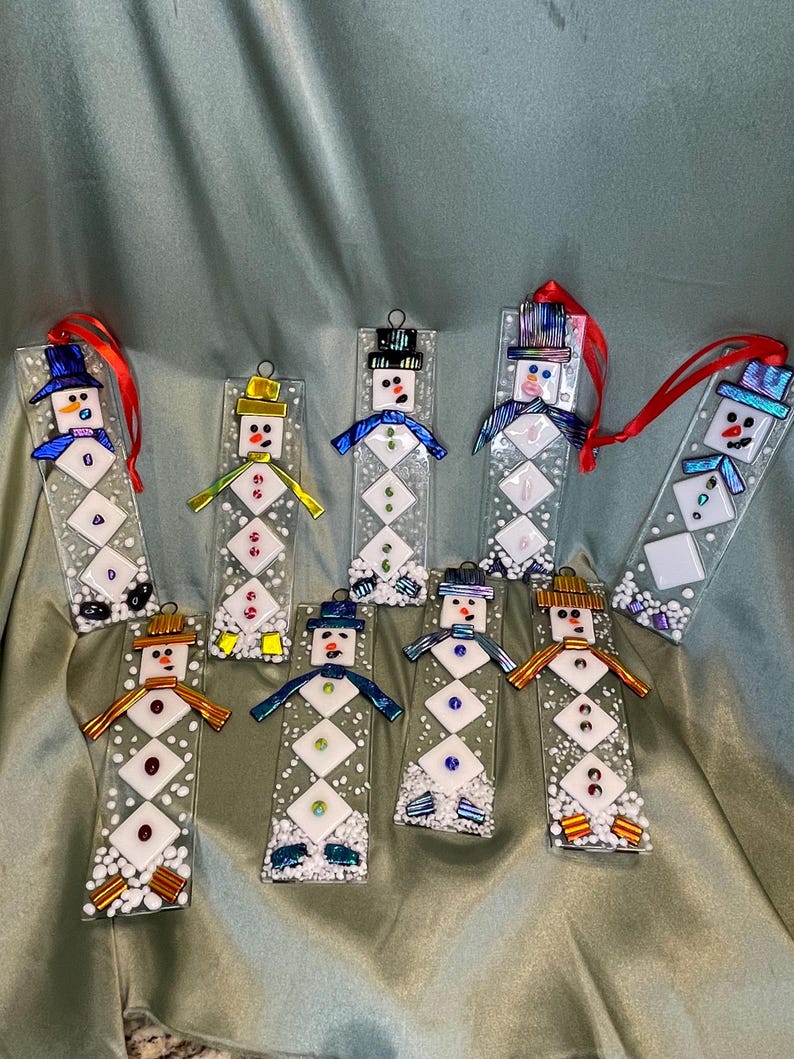 Handmade Glass Snowman Suncatcher: Winter Window Decoration, Christmas ...