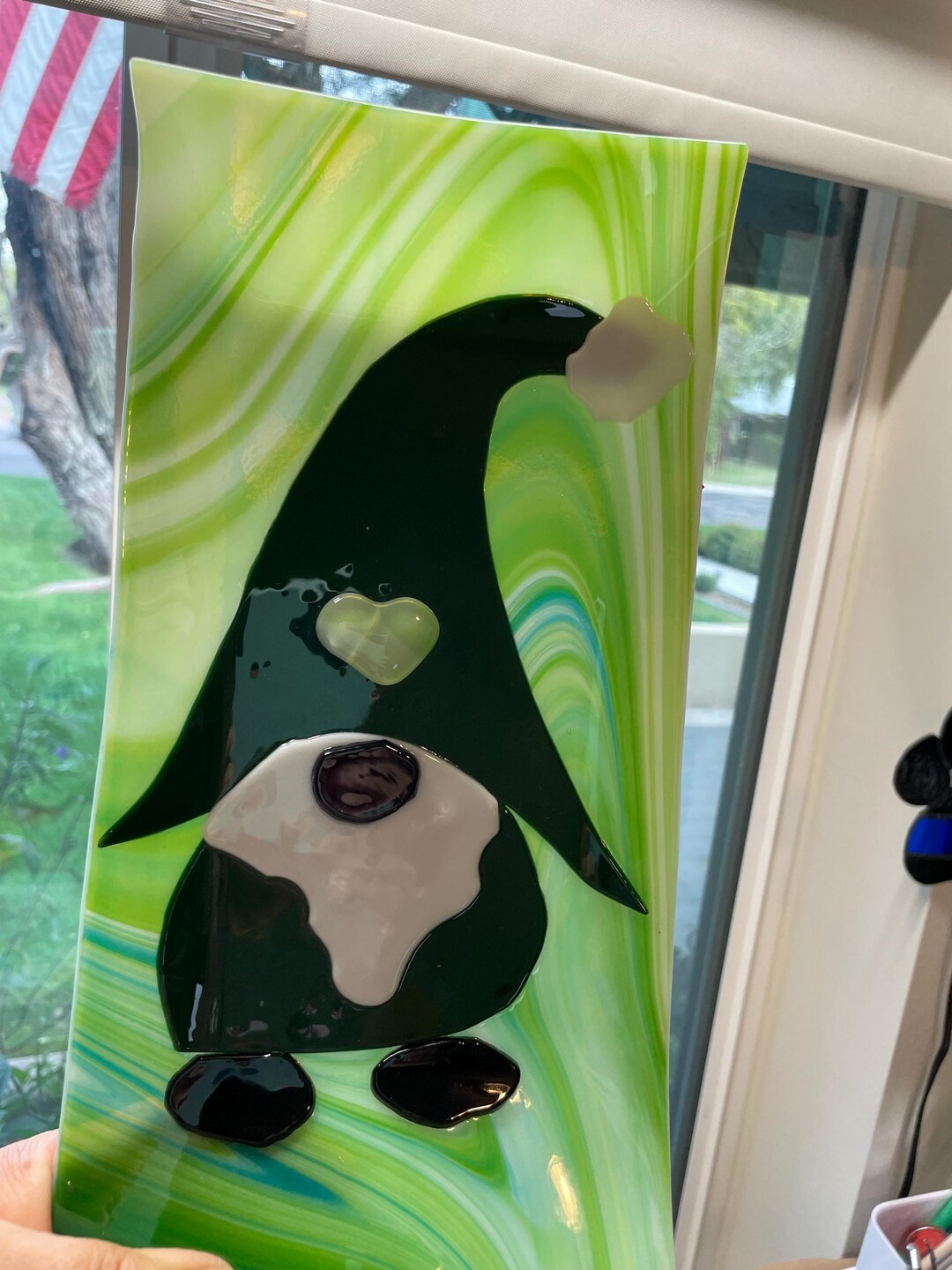 Fused Glass Green Knome Dish Platter Suncatcher Gift St. Patrick’s Day ...
