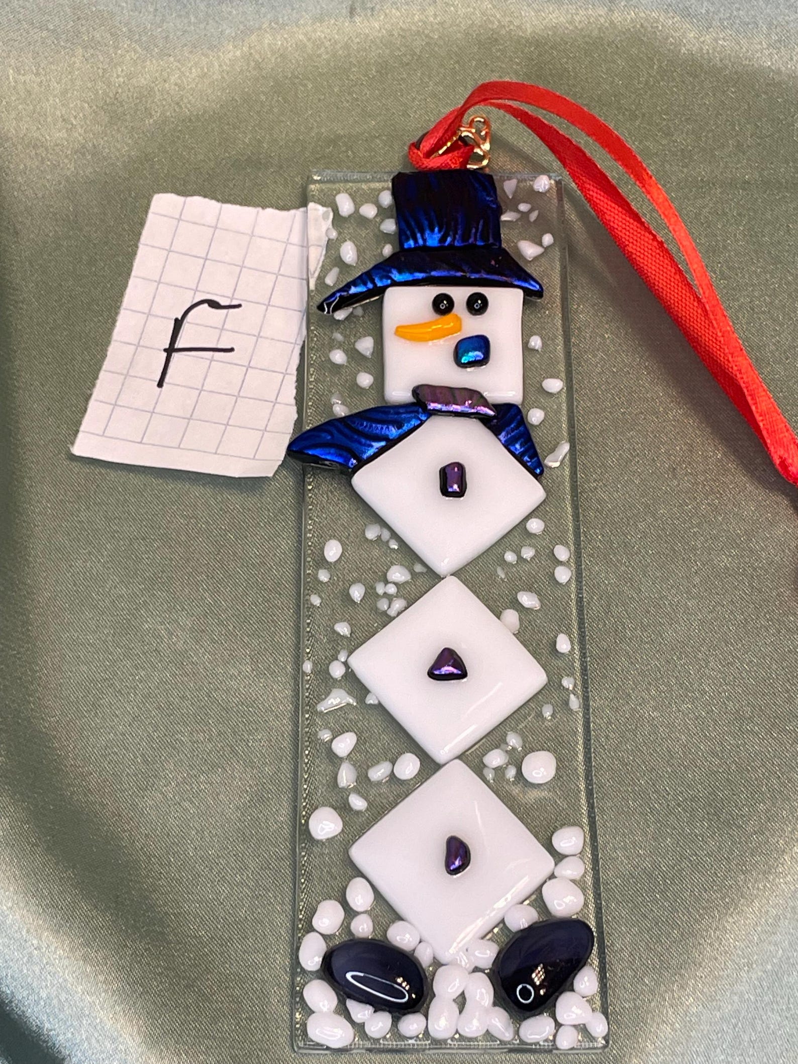 Handmade Glass Snowman Suncatcher: Winter Window Decoration, Christmas ...