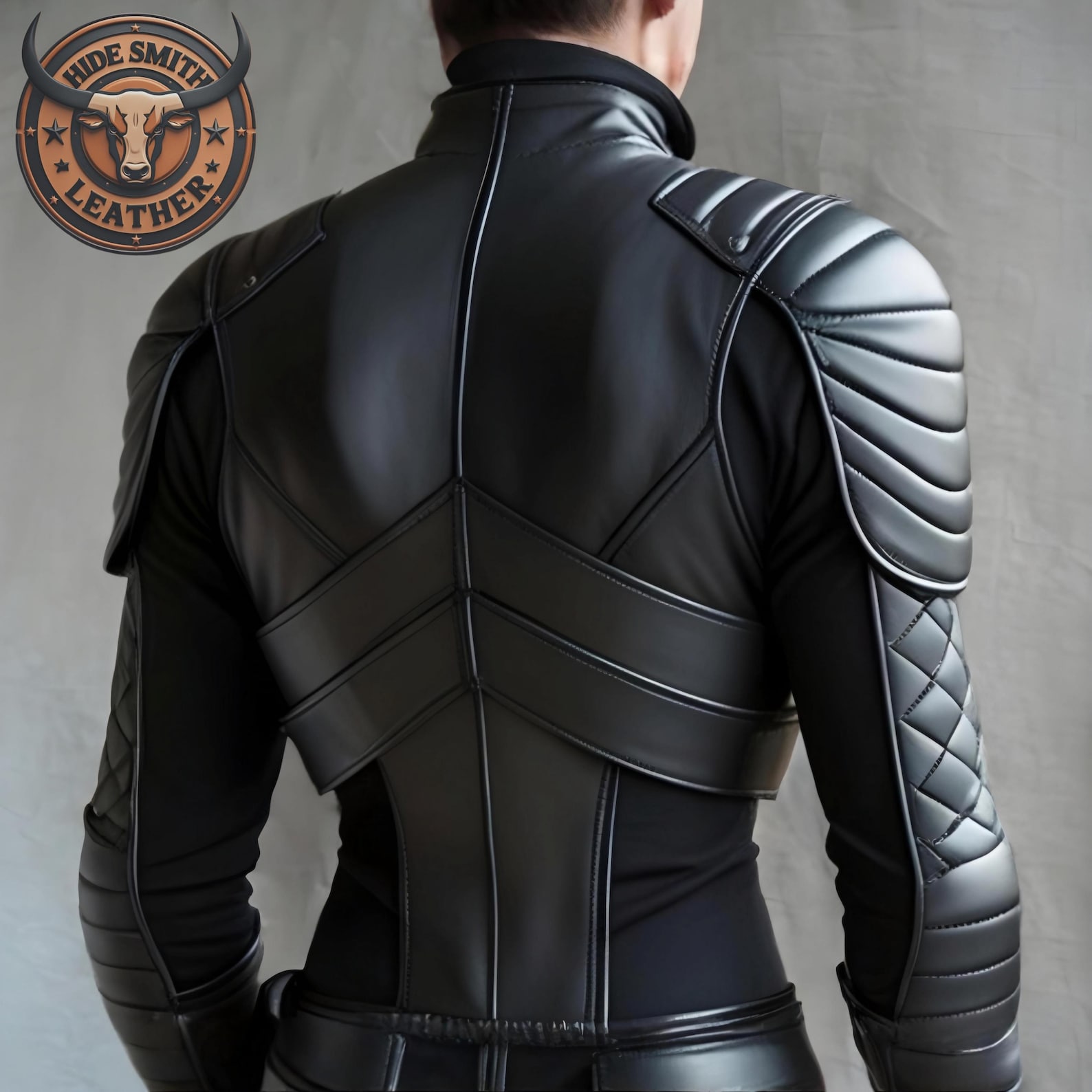 Handmade Black Leather Armor Jacket – Gothic Cyberpunk Biker Jacket ...