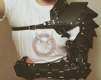 Genuine Leather Shoulder & Arm Armor – Handmade Medieval LARP Armor ...
