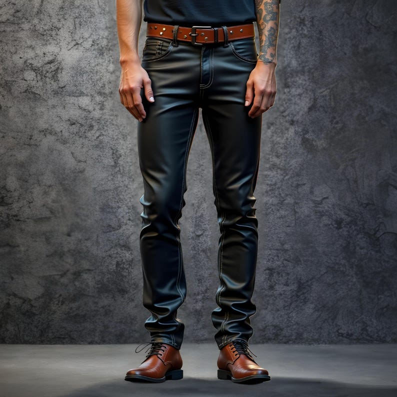Men's Genuine Sheep Leather Pants - Black Leather Pants for Man ...