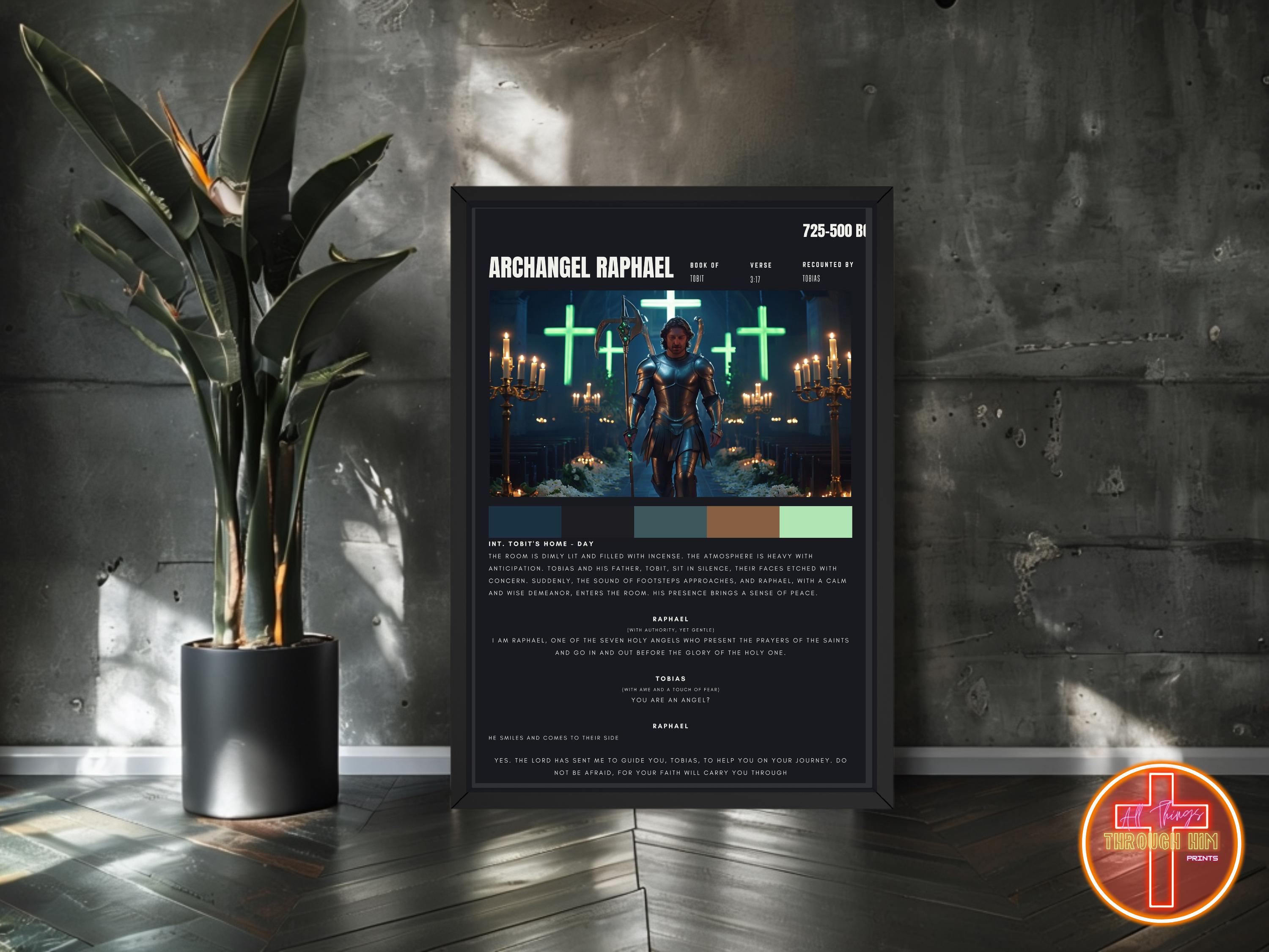 Archangel Raphael Neon Movie Posters | Scripture Print | Cinematic ...