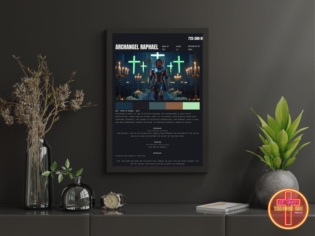 Archangel Raphael Neon Movie Posters | Scripture Print | Cinematic ...