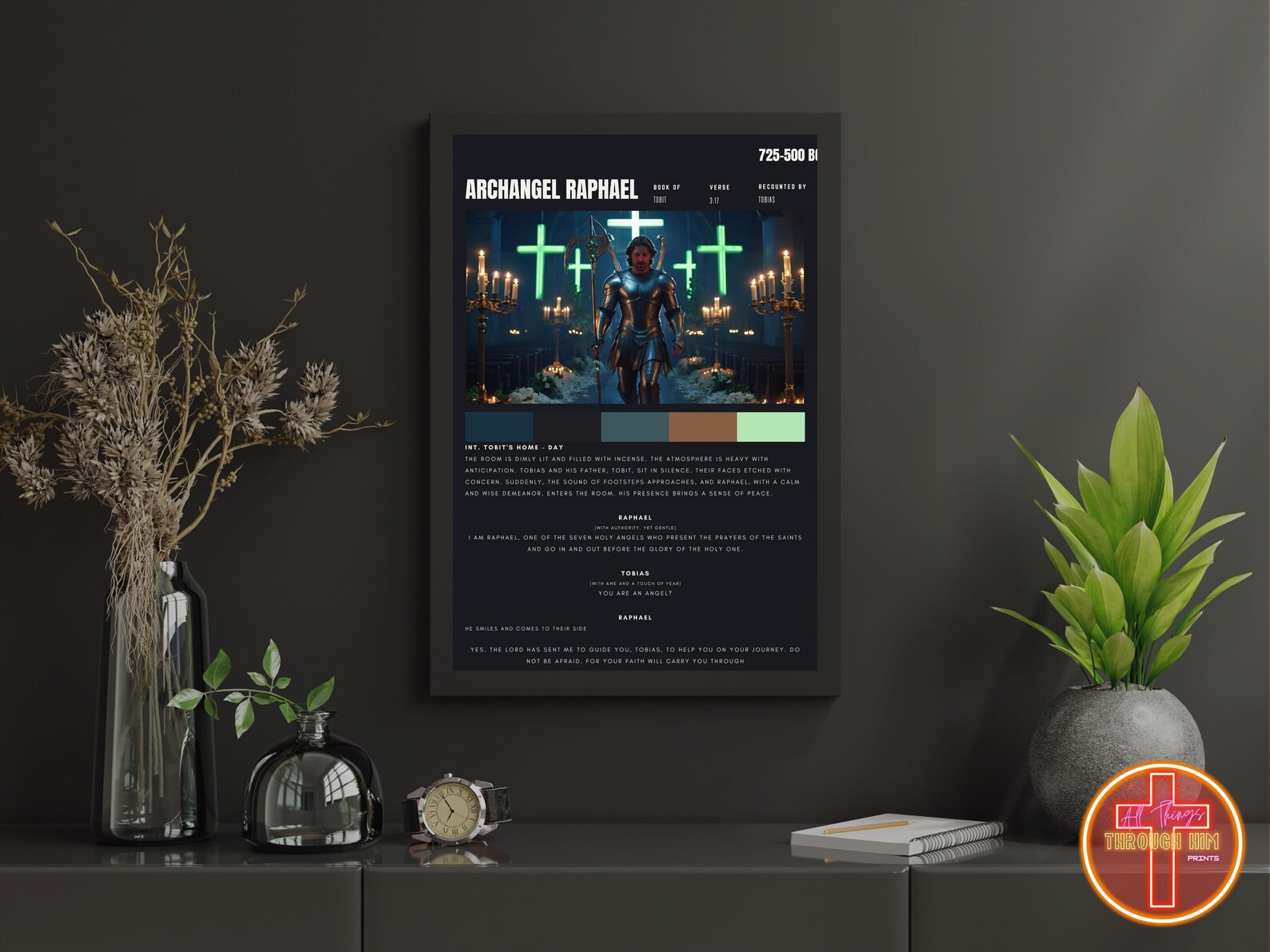 Archangel Raphael Neon Movie Posters | Scripture Print | Cinematic ...