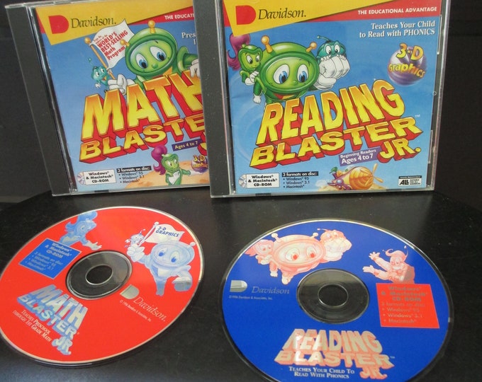 Math Blaster Jr. and Reading Blaster Jr. BUNDLE Vintage Kids Computer ...