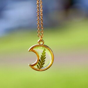 Moon Fern Necklace, Botanical Moon, Gold Moon, Fern Moon, Forest Moon ...