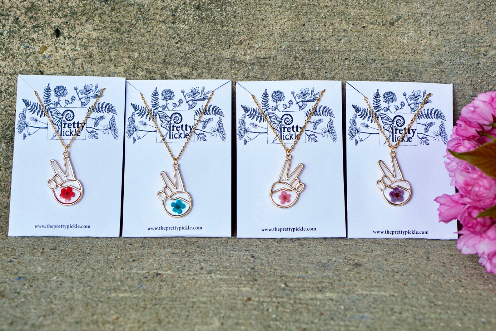 Peace Sign Flower Necklace Gold Peace Sign Pendant Peace - Etsy
