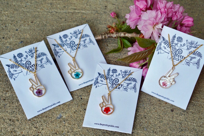 Peace Sign Flower Necklace Gold Peace Sign Pendant Peace - Etsy