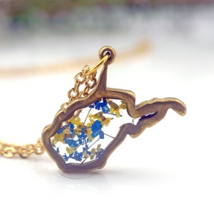 Small West Virginia Pendant Necklace, WV Botanical, Botanical Jewelry ...