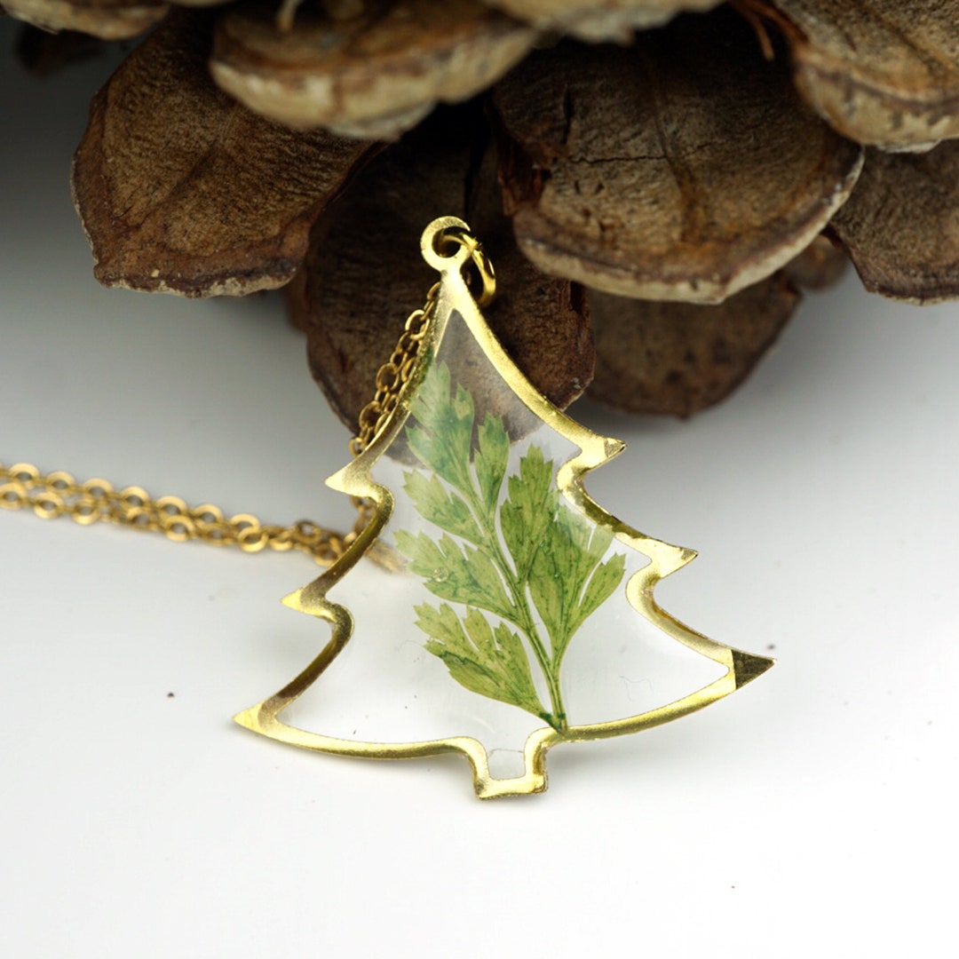 Fern Christmas Tree Necklace, Real Pressed Fern, Christmas Tree ...