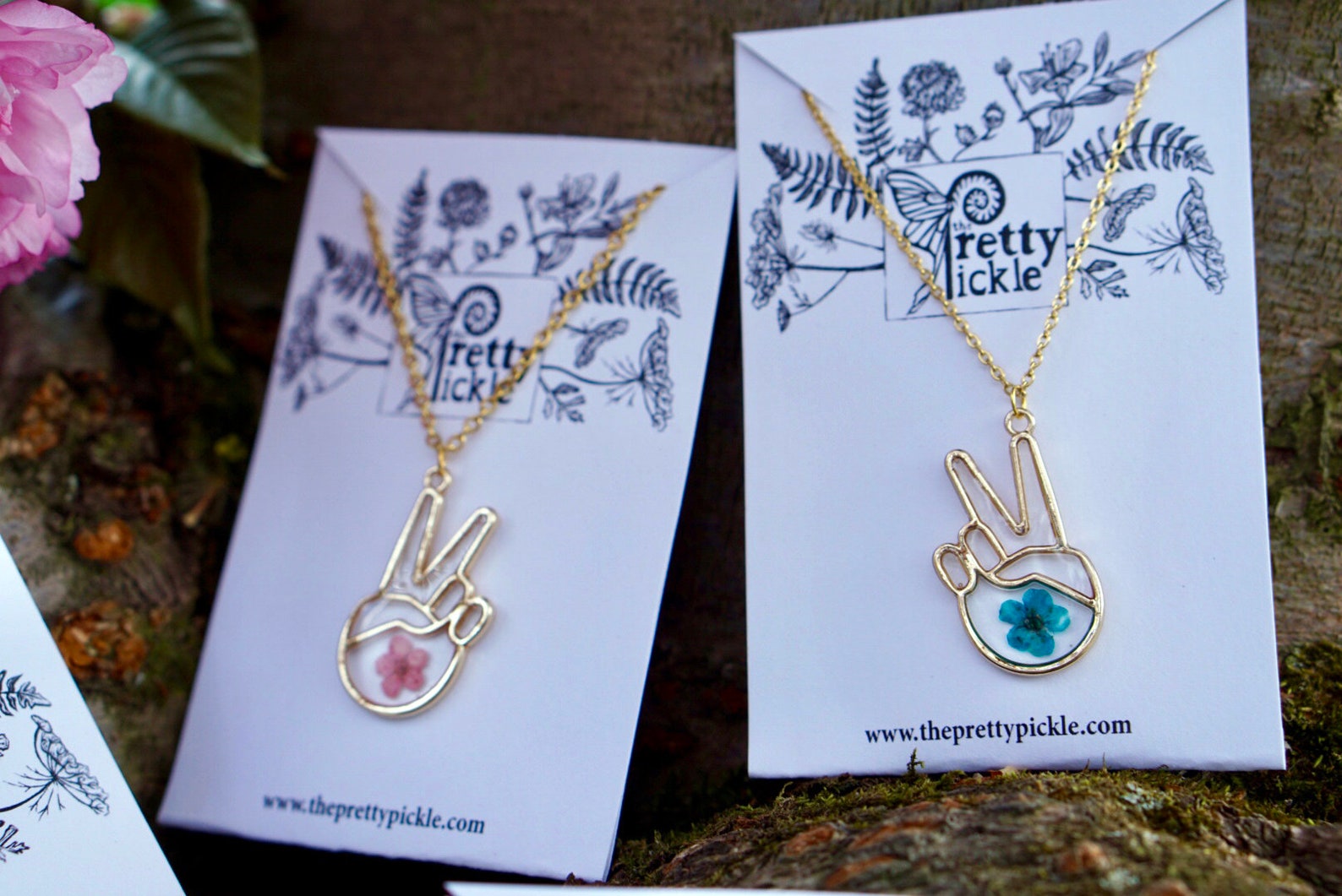 Peace Sign Flower Necklace Gold Peace Sign Pendant Peace - Etsy