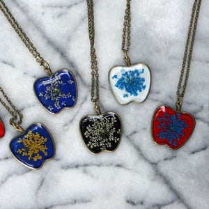 Apple Botanical Necklace, Teacher Gift, Apple Shape Pendant, School ...